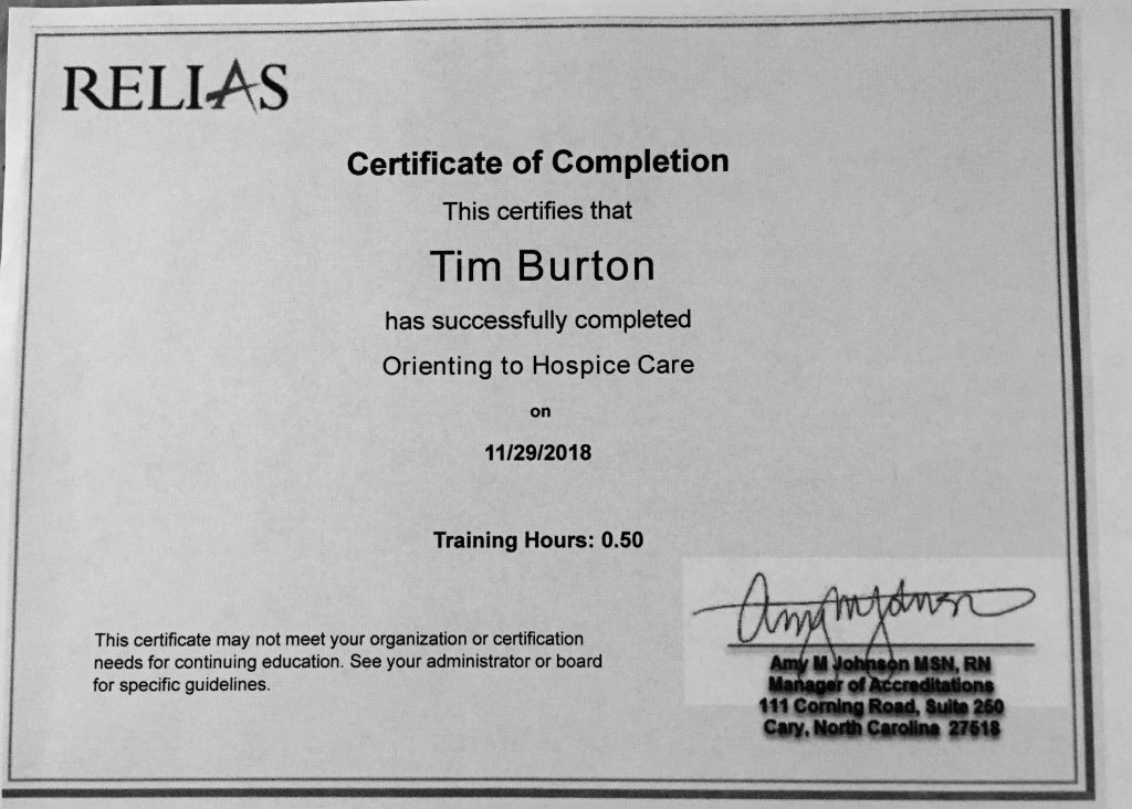 Certificates | Tim Burton